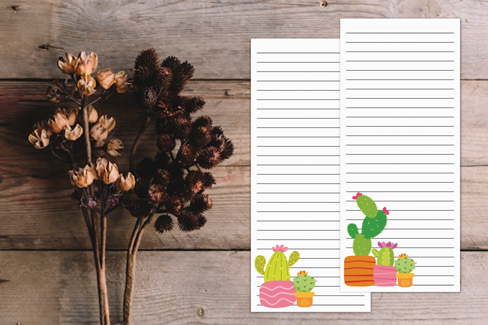 Printable Cactus Stationary Set Succulent Paper Cactus Note - Etsy