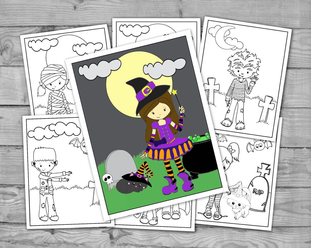 Printable Halloween Coloring for Kids, Fall Autumn Activity Coloring ...