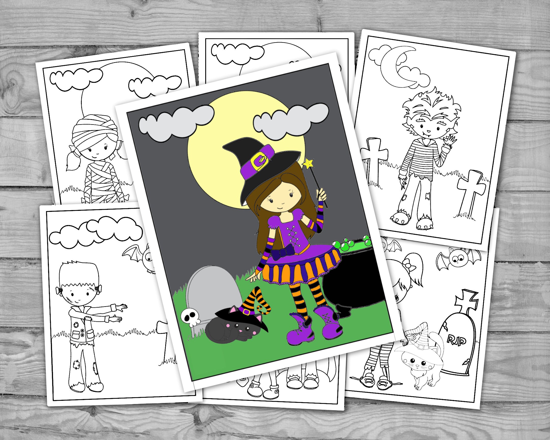 Printable Halloween Coloring for Kids, Fall Autumn Activity Coloring ...
