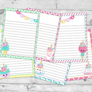 Unicorn Stationery, Printable Kawaii Letter Paper, Kawaii Stationery ...