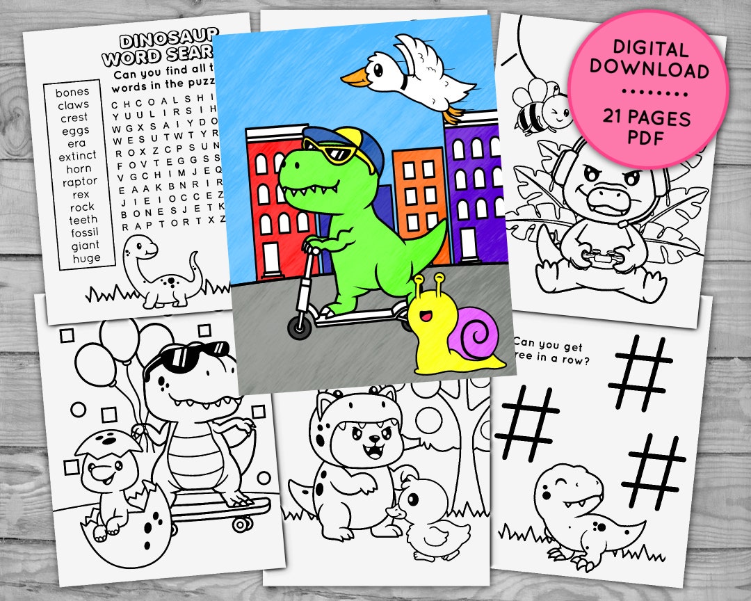 Printable Cute Dinosaurcoloring Pages, Chibi Dinos, Kawaii Dinosaur ...