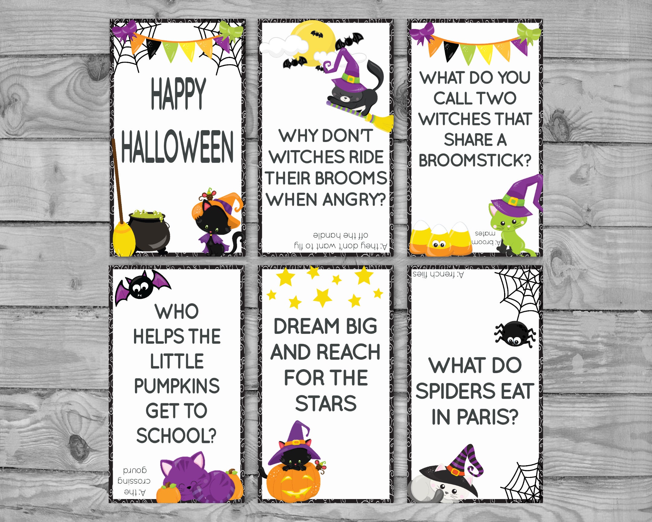 Printable Halloween Lunch Notes, Lunch Box Cards, Printable School ...