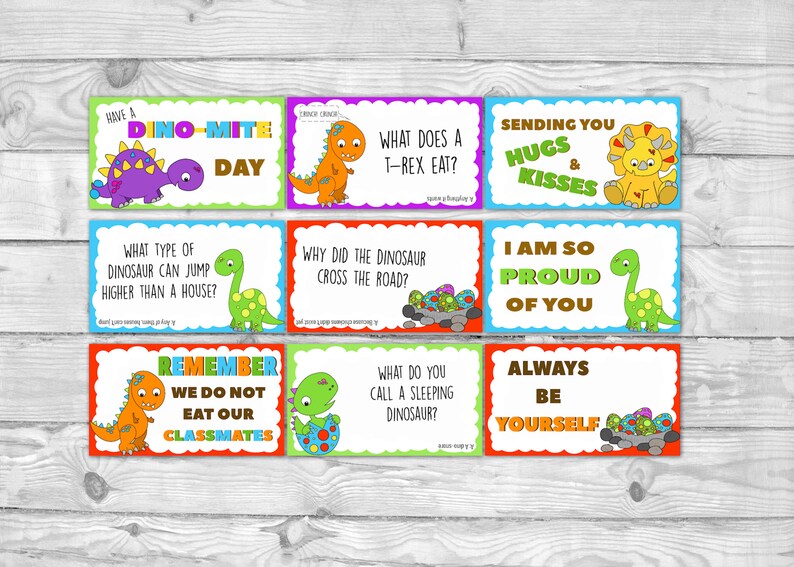 Printable Dinosaur Lunch Box Notes School Lunch Notes | Etsy