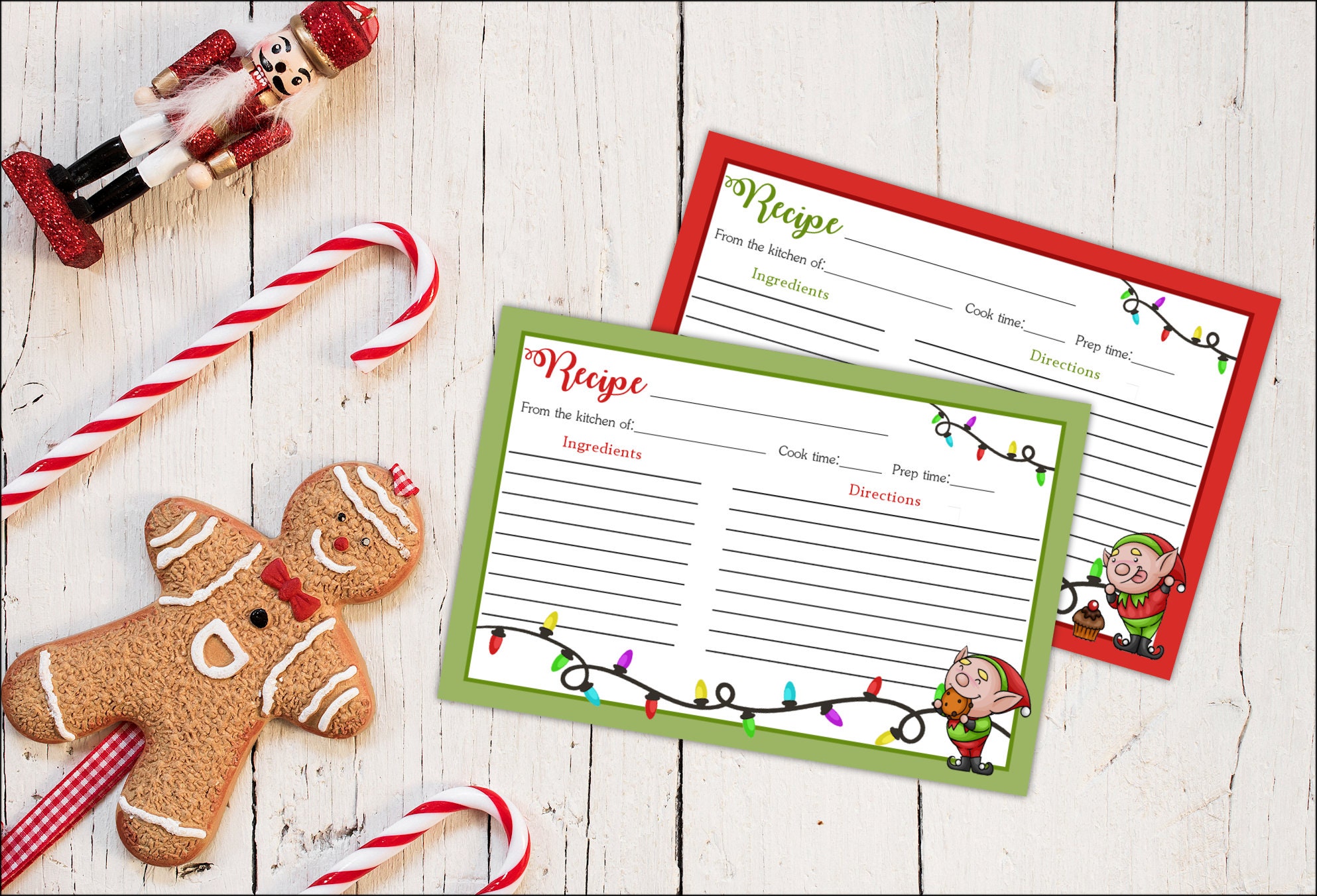 Christmas Printable Holiday Recipe Card DIY Recipe Card 4x6 Cute ...