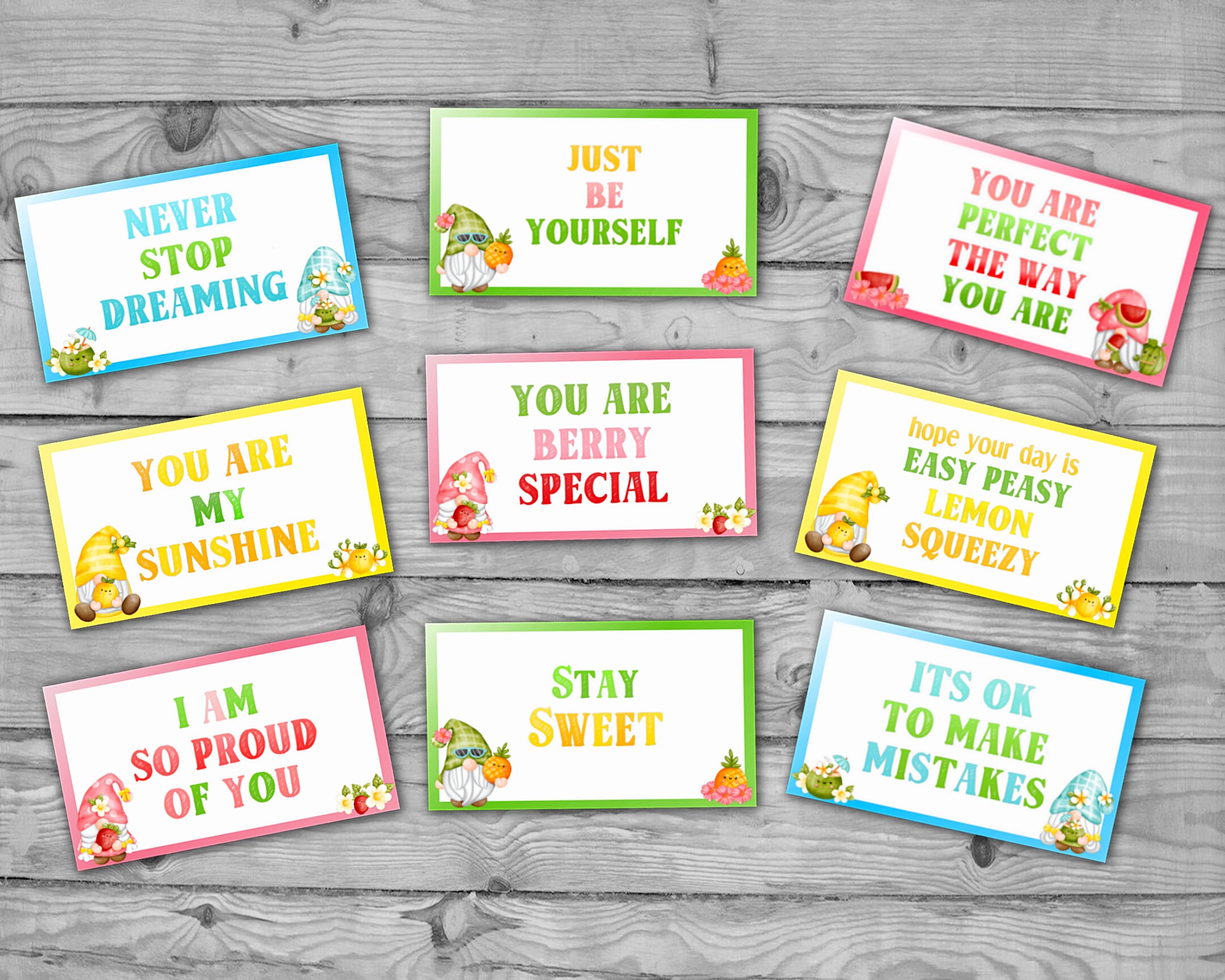 Printable Lunchbox Notes, Gnome Affirmation Cards - Etsy