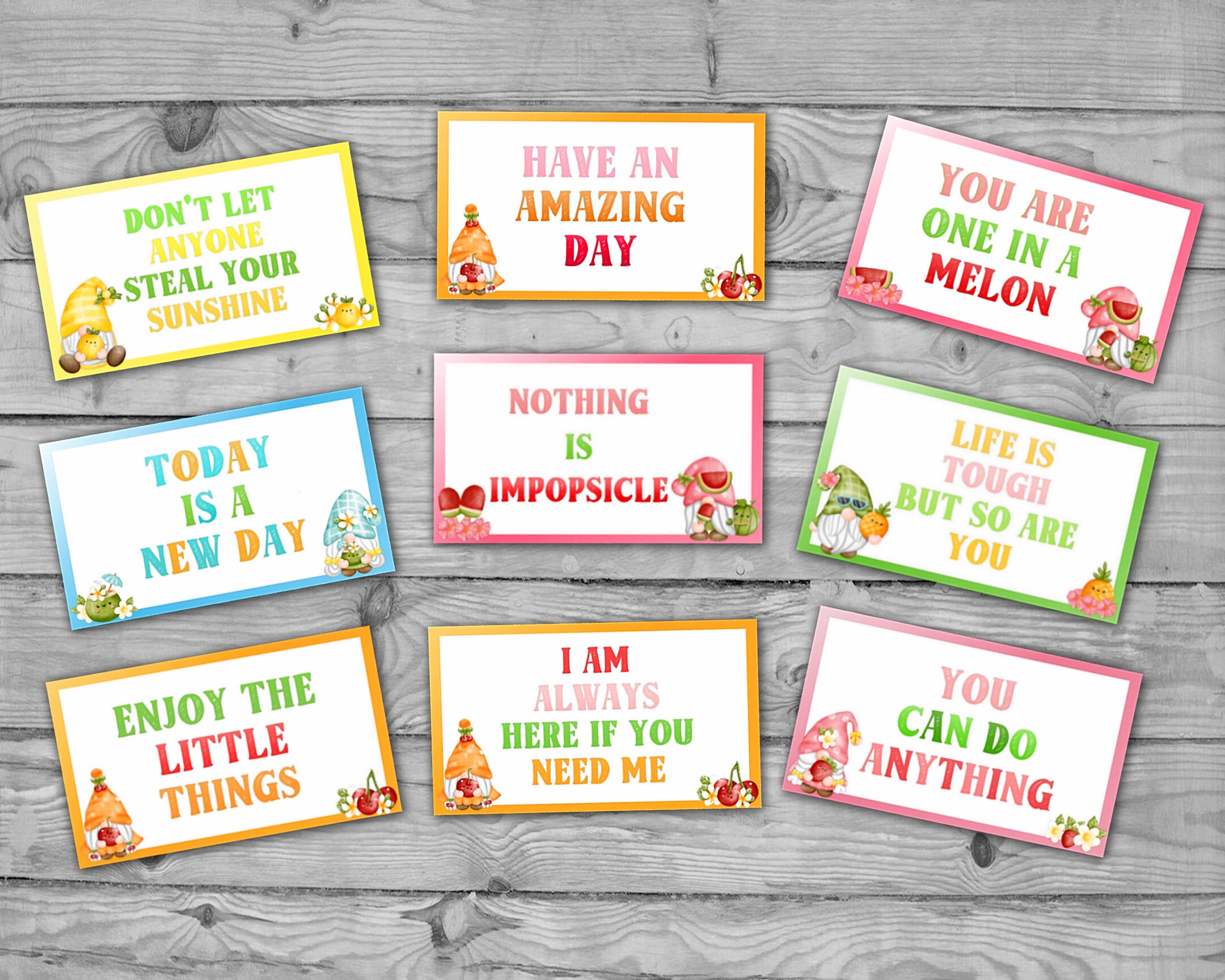 Printable Lunchbox Notes, Gnome Affirmation Cards - Etsy