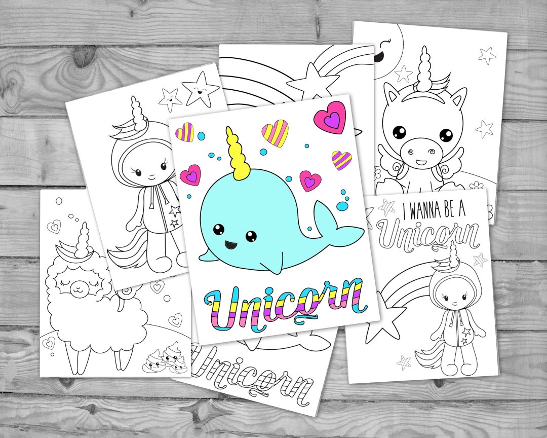 Printable Kawaii Unicorn Coloring Pages for Kids, Unicorn Activity ...