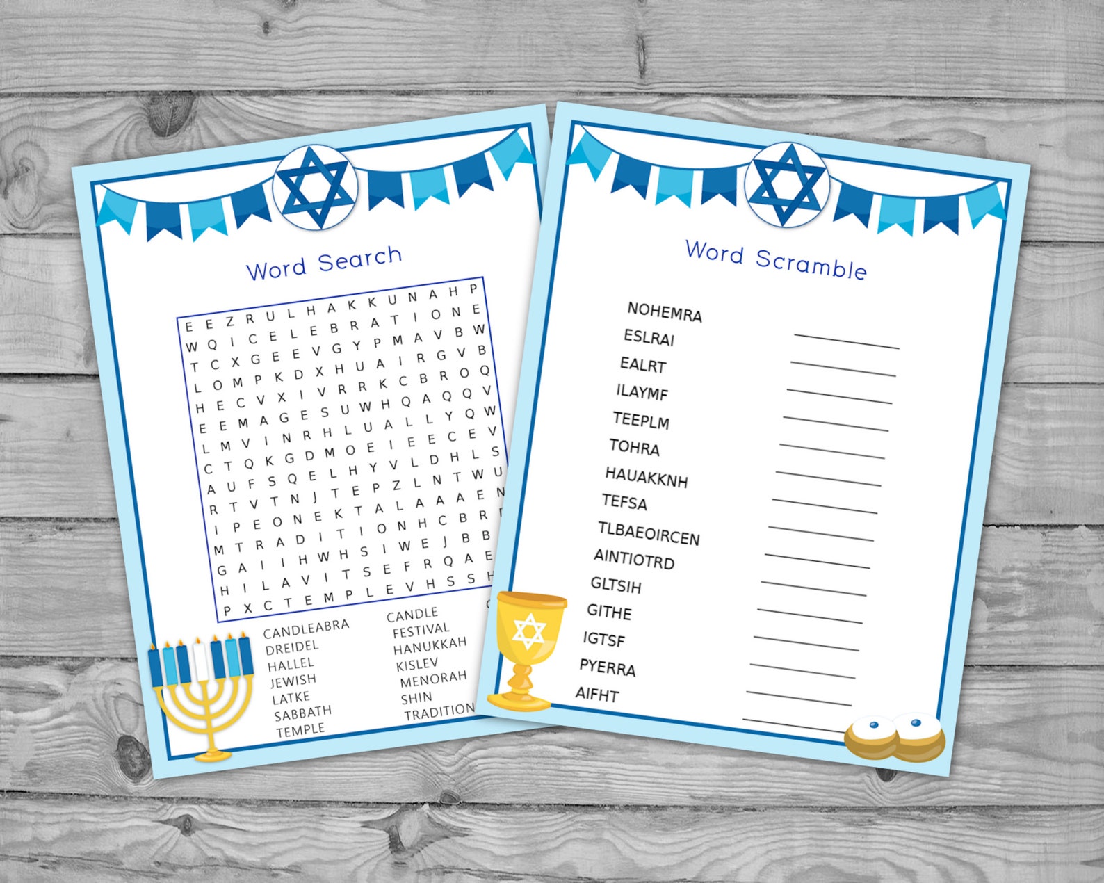 Printable Hanukkah Game Pack, Party Games, Chanukah Printable for Kids ...
