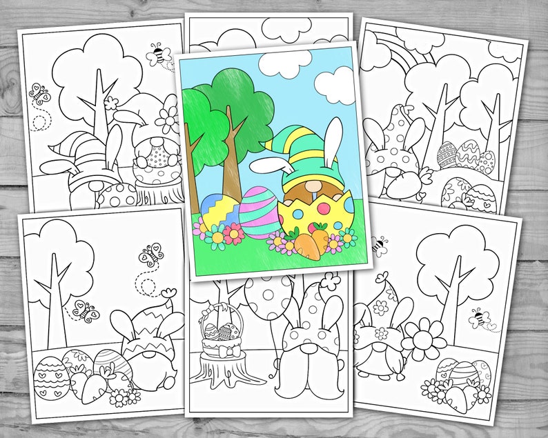 Printable Coloring for Kids, Cute Easter Activity Coloring Pages, Gnome ...