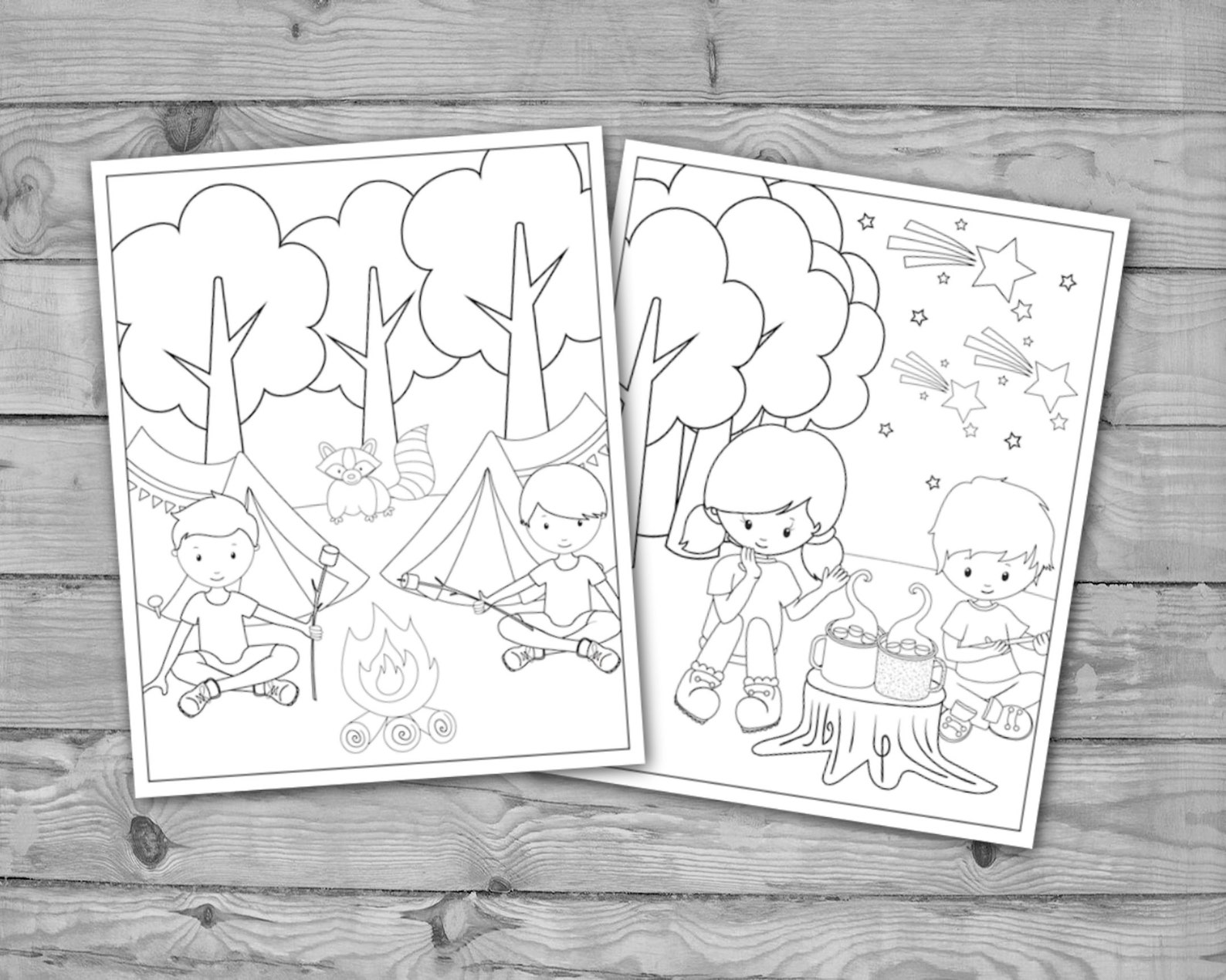 Printable Camping Coloring for Kids Camp Activity Coloring - Etsy