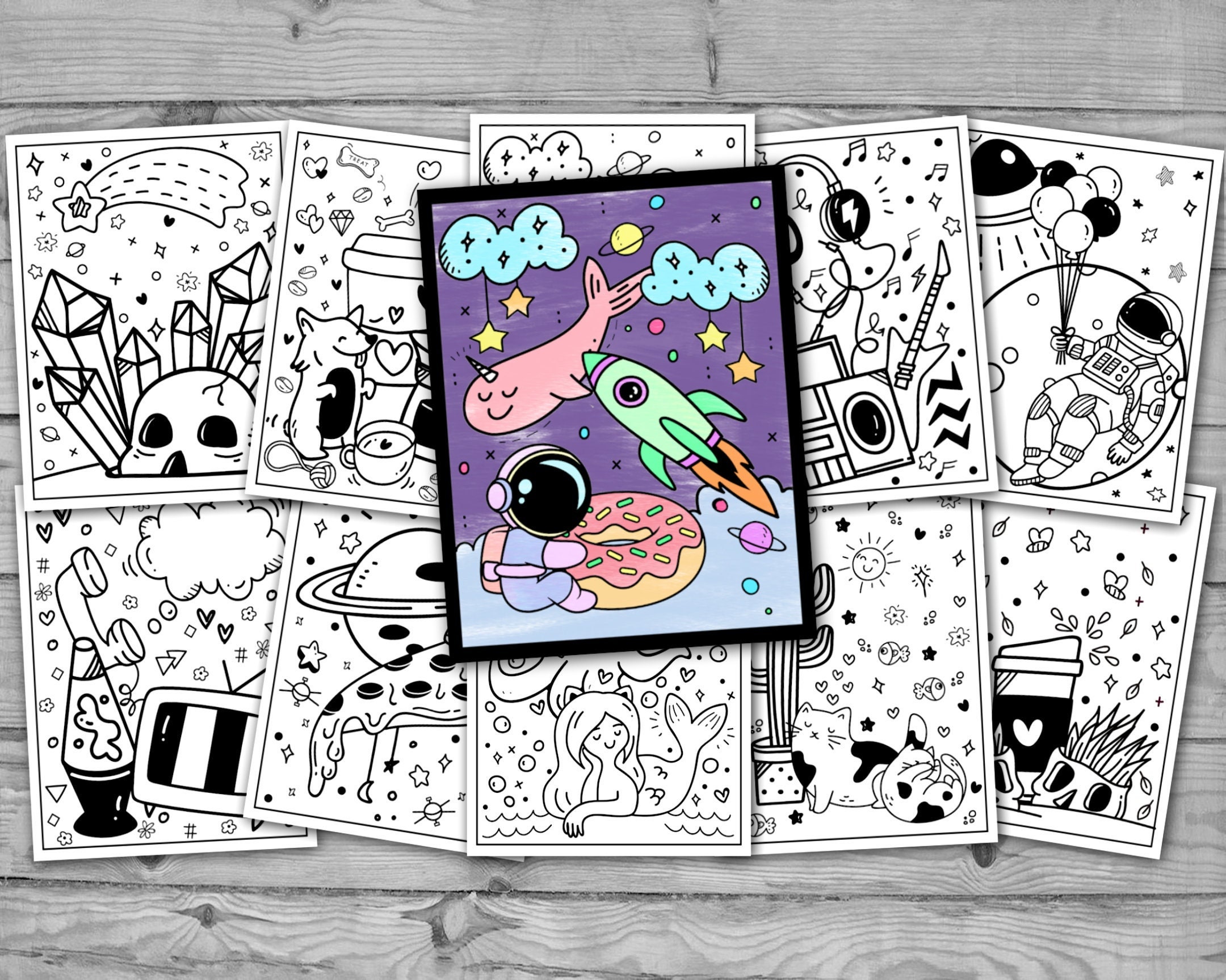 INSTANT DOWNLOAD Cute Doodles Coloring Pages Doodle - Etsy Canada