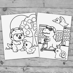 Printable Cute Dinosaurcoloring Pages, Chibi Dinos, Kawaii Dinosaur ...