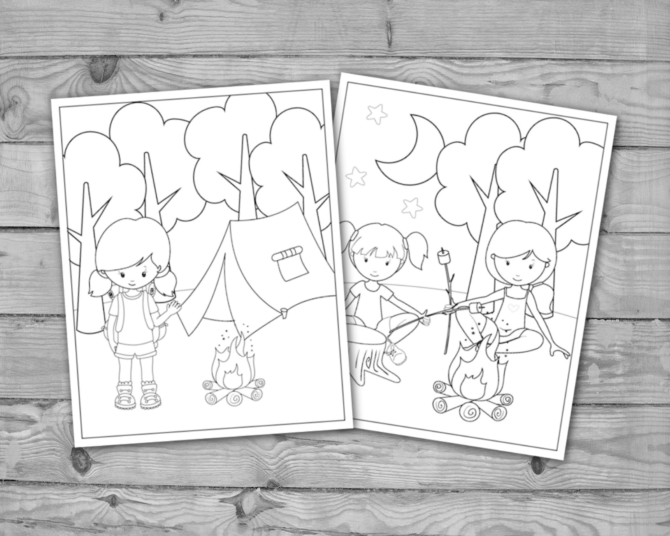 Printable Camping Coloring for Kids Camp Activity Coloring - Etsy