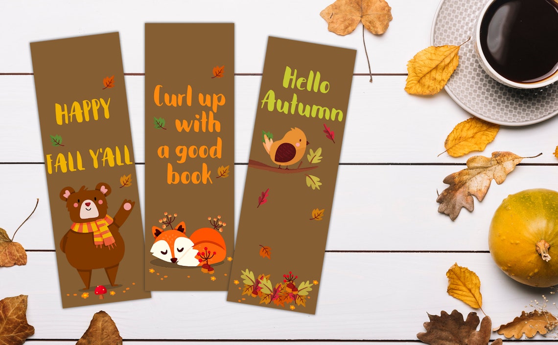 Printable Autumn Bookmarks, Student Gifts, Fall Bookmarks for Kids - Etsy