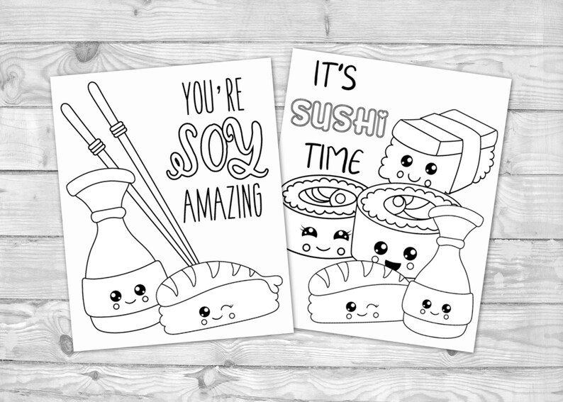 Printable Kawaii Coloring for Kids Kawaii Sushi Activity | Etsy
