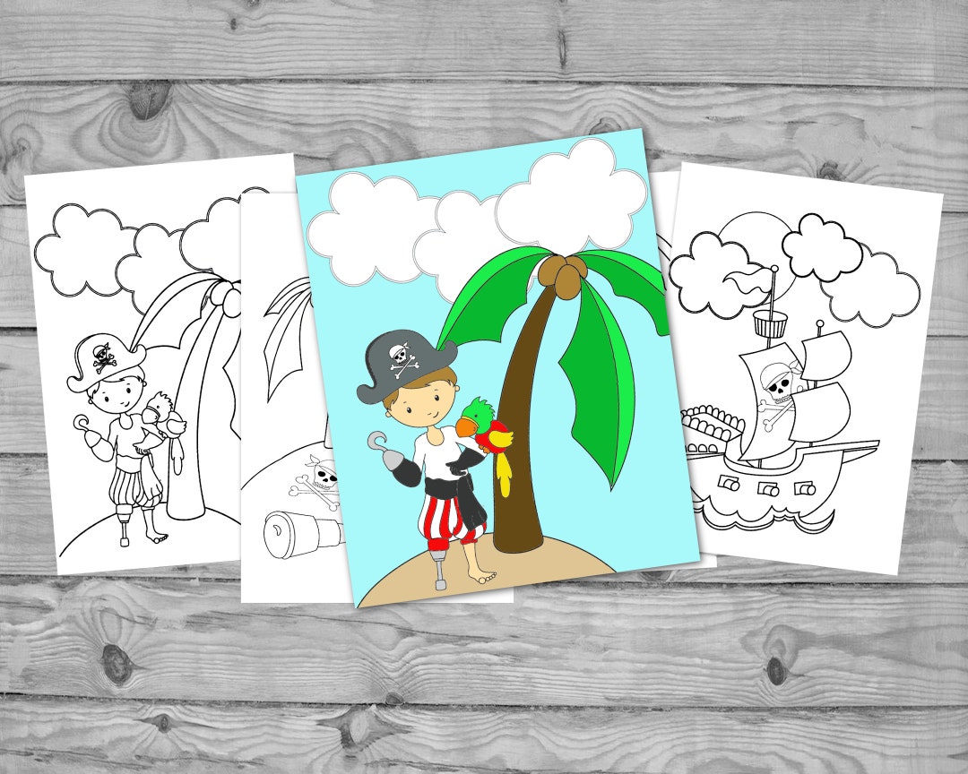 Printable Pirate Coloring for Kids Pirate Activity Coloring - Etsy