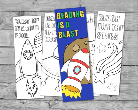 Printable Coloring Bookmarks Outer Space Bookmarks Set of 4 | Etsy