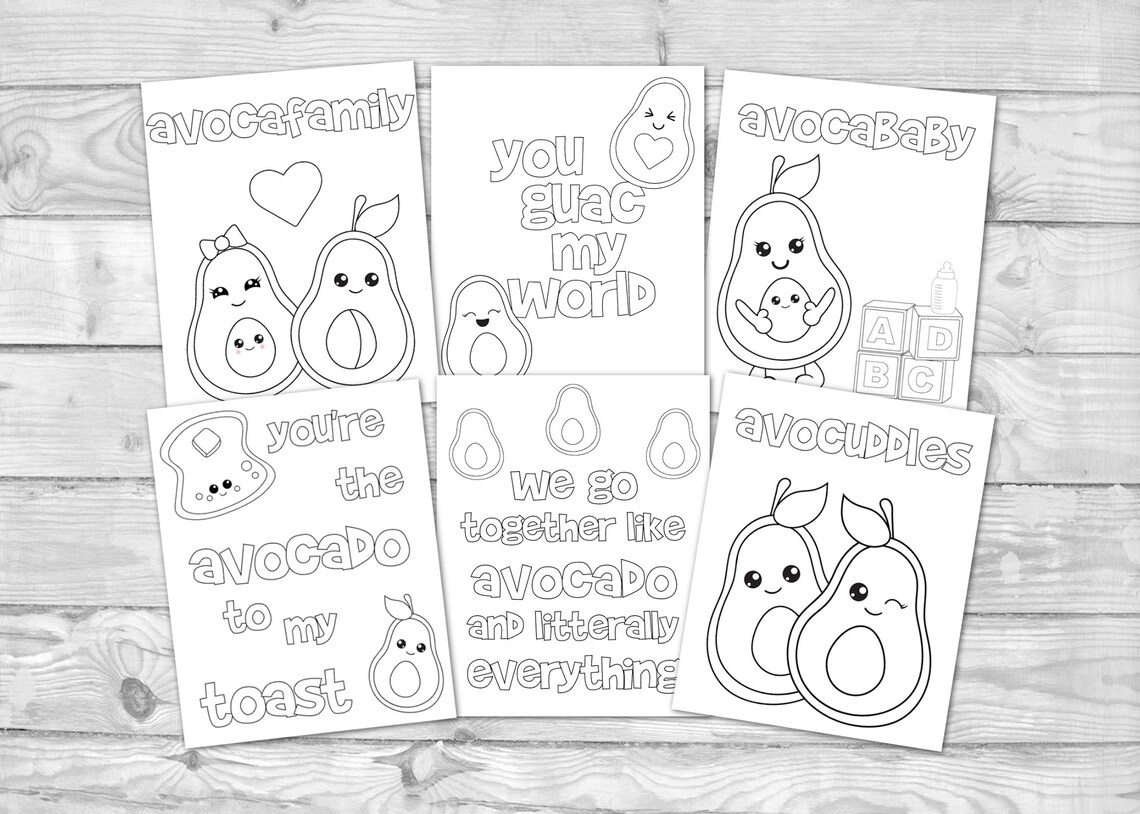 Printable Kawaii Coloring for Kids, Avocado Activity Coloring Pages ...