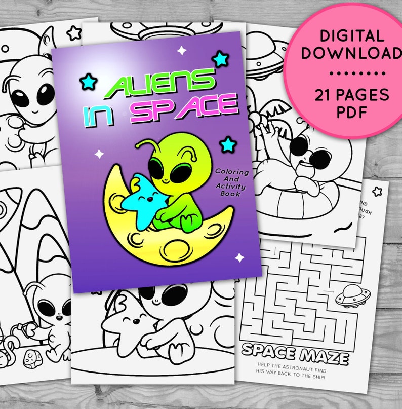 Printable Cute Bold Alien Coloring Pages, Chibi Aliens, Kawaii Alien ...
