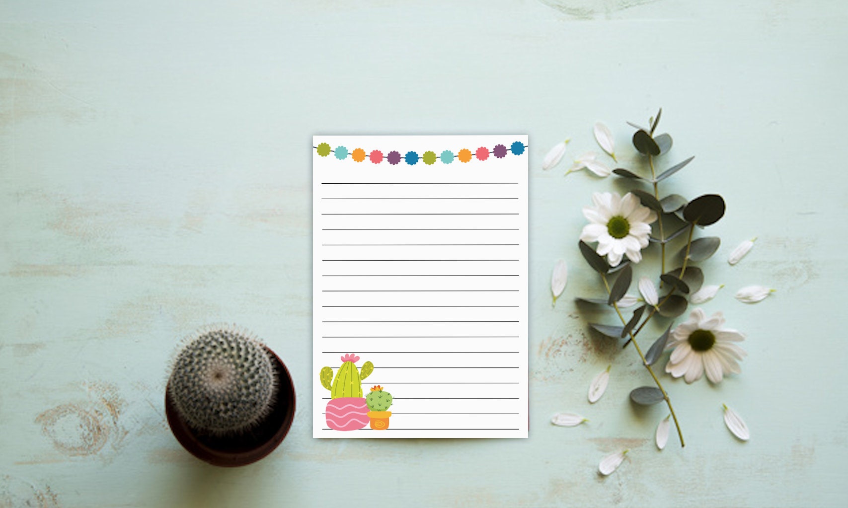 Printable Cactus Stationary Set Succulent Paper Cactus Note - Etsy