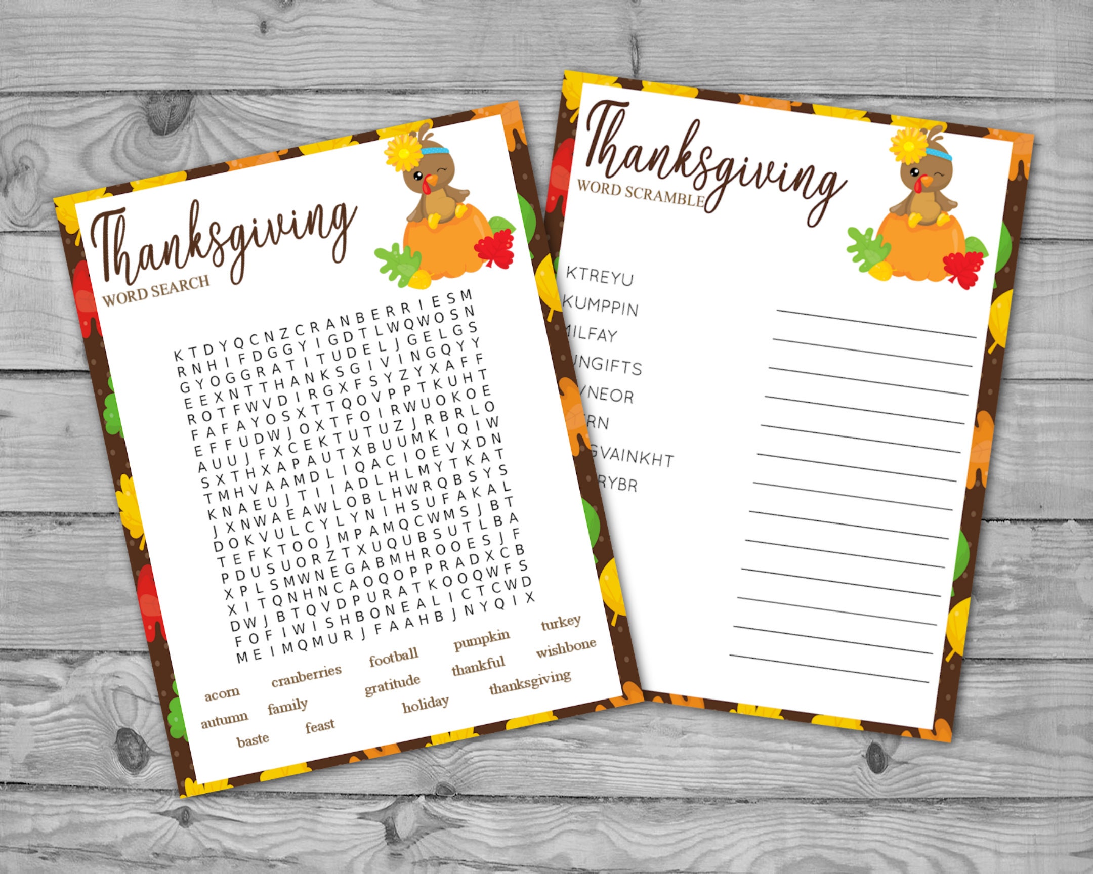 Printable Thanksgiving Game Pack, Thanksgiving Party Games, Printable ...