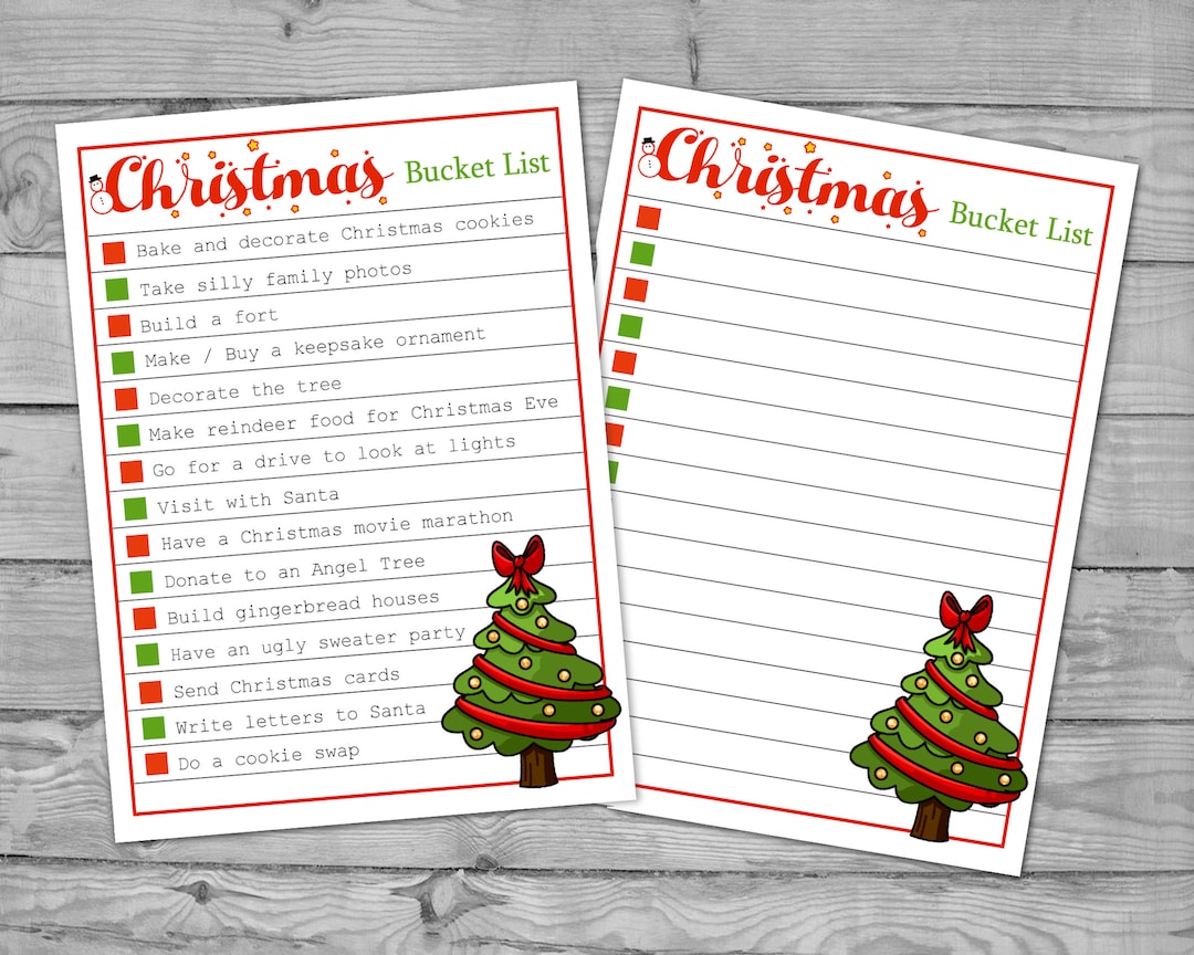 Printable Christmas Bucket List Holiday Bucket List Printable Family ...