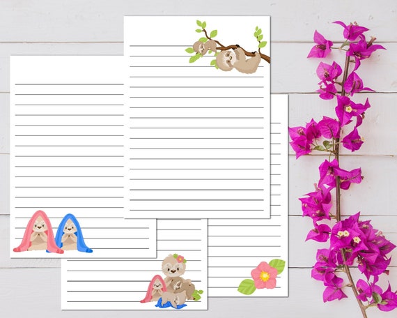 Instant Download Sloth Stationary Sloth Note Paper Printable | Etsy