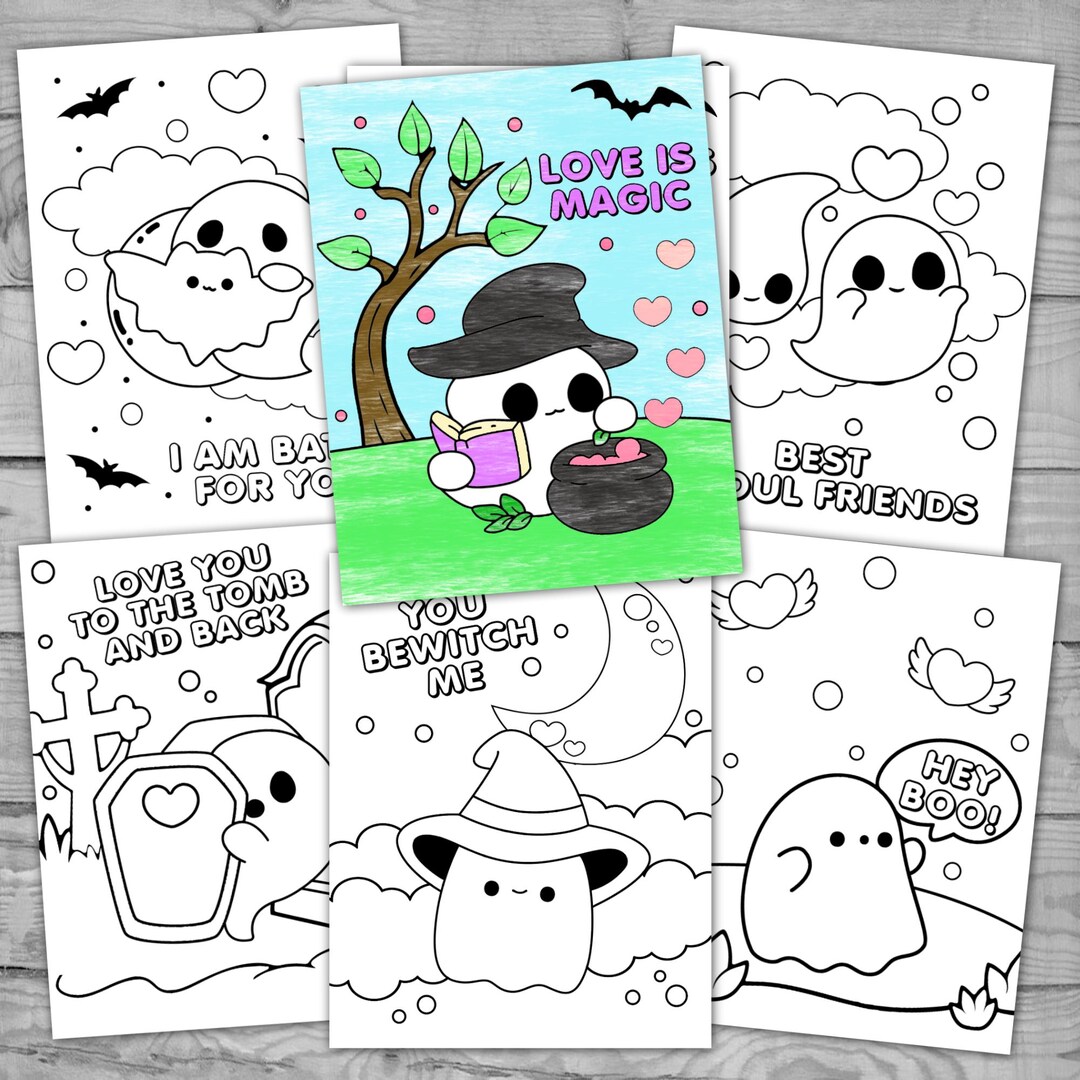 Printable Coloring for Kids, Spooky Cute Valentine Activity Coloring ...