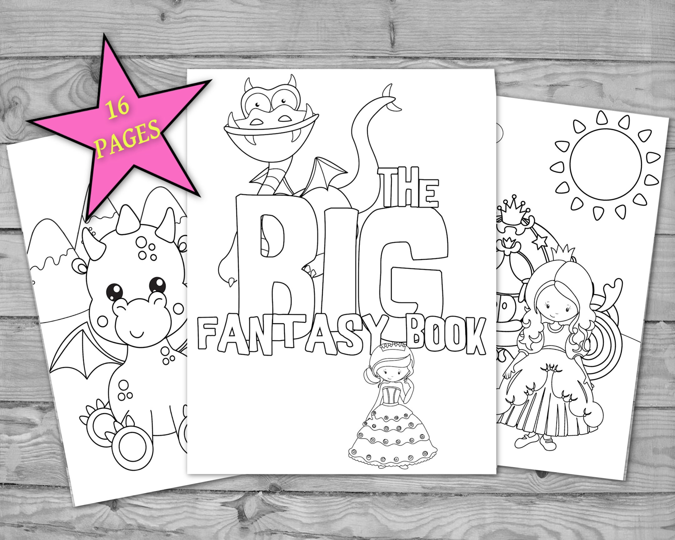 Printable Fantasy Coloring Book for Kids, Kids Coloring Sheets, 16 ...