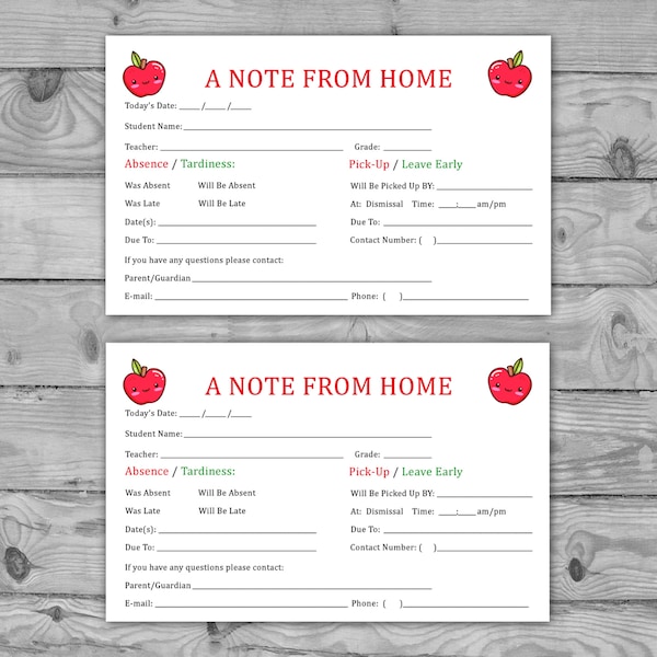 Printable Note to School - Etsy
