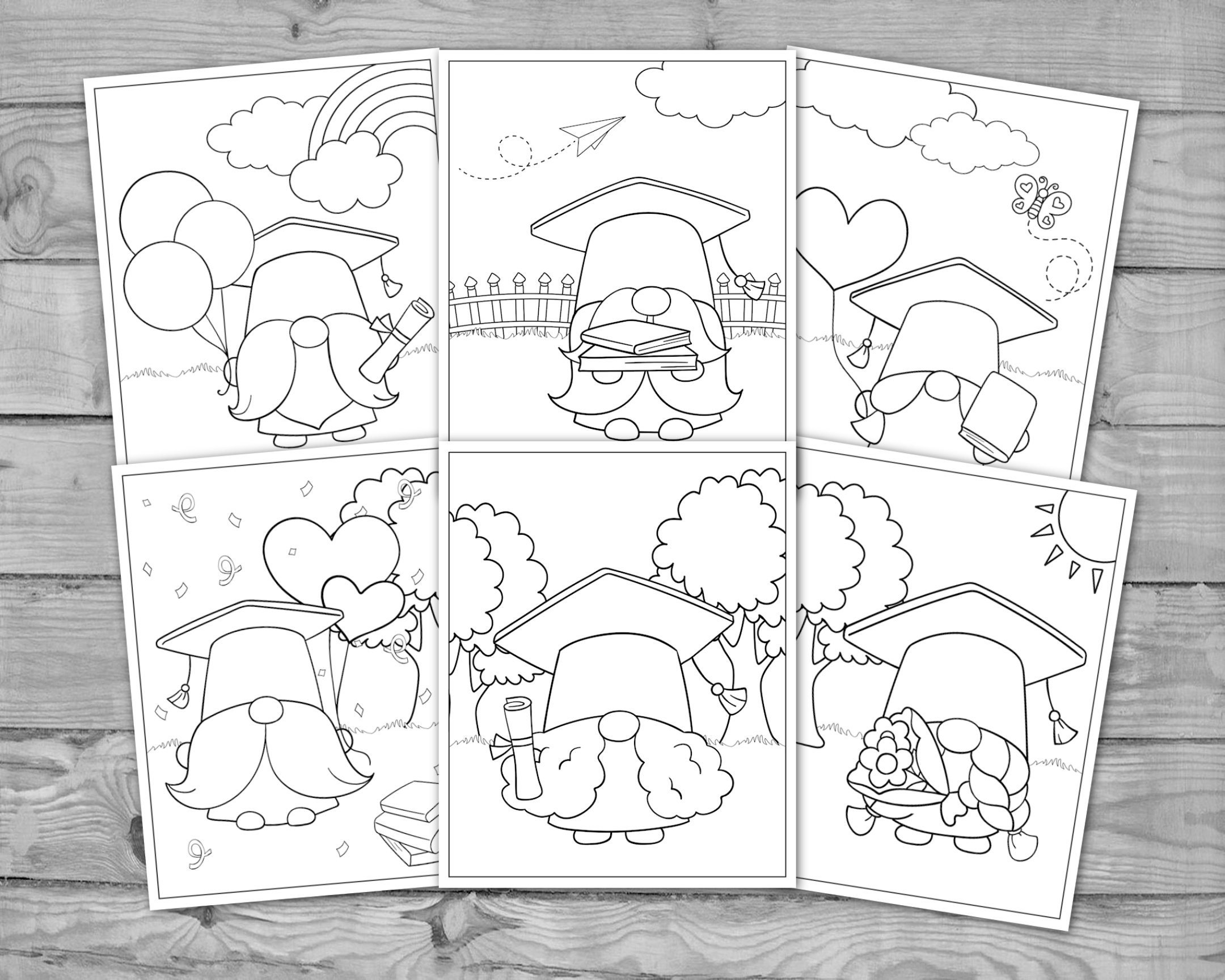Printable Graduation Gnome Coloring for Kids, Graduation Activity ...