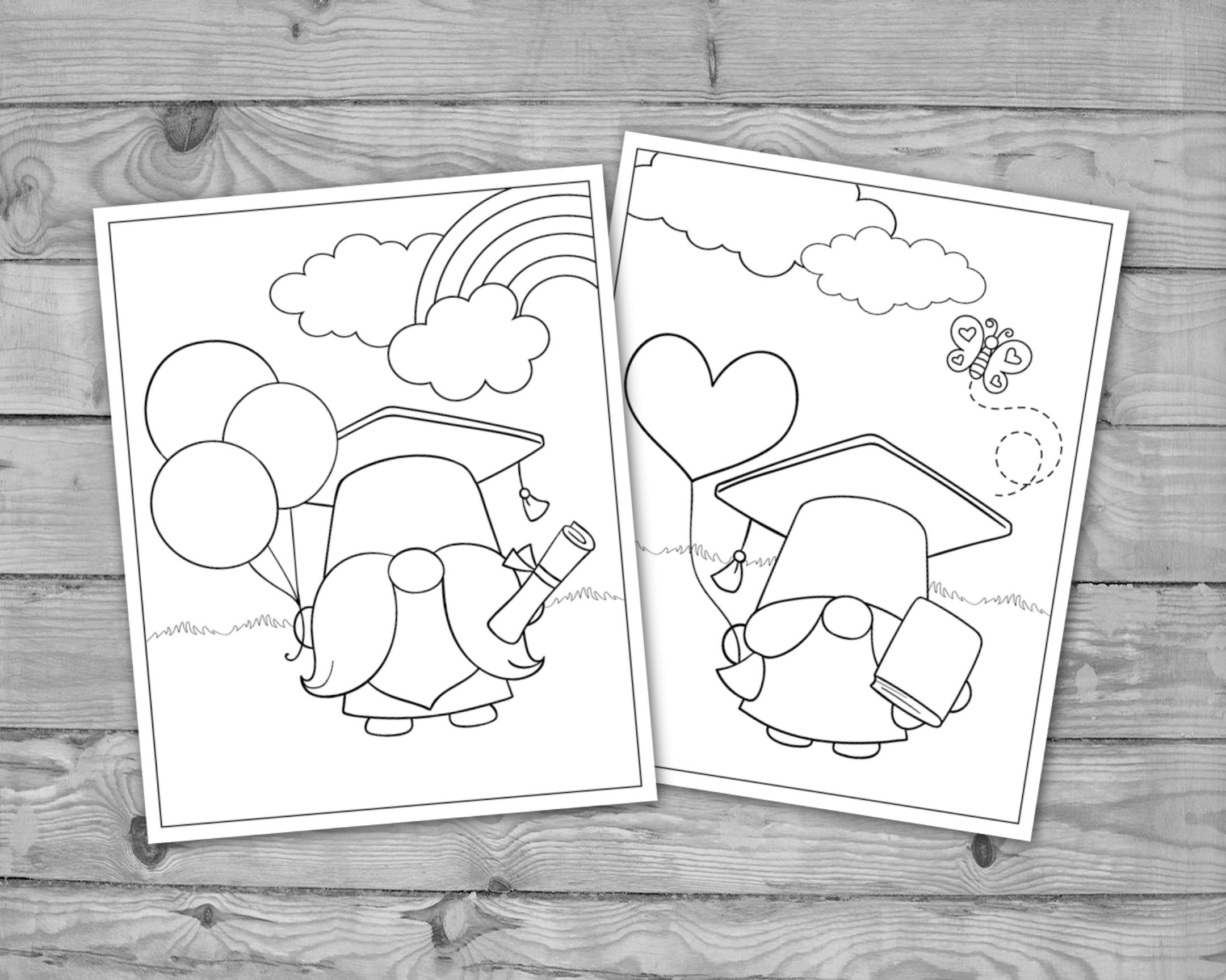 Printable Graduation Gnome Coloring for Kids Graduation - Etsy Canada
