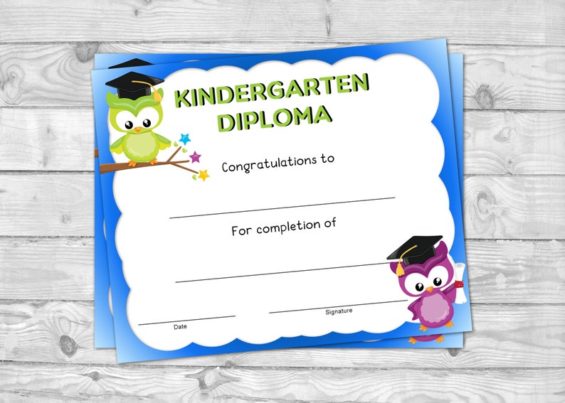 Printable Owl Certificate - Kindergarten Diplomas - End of Year Awards ...