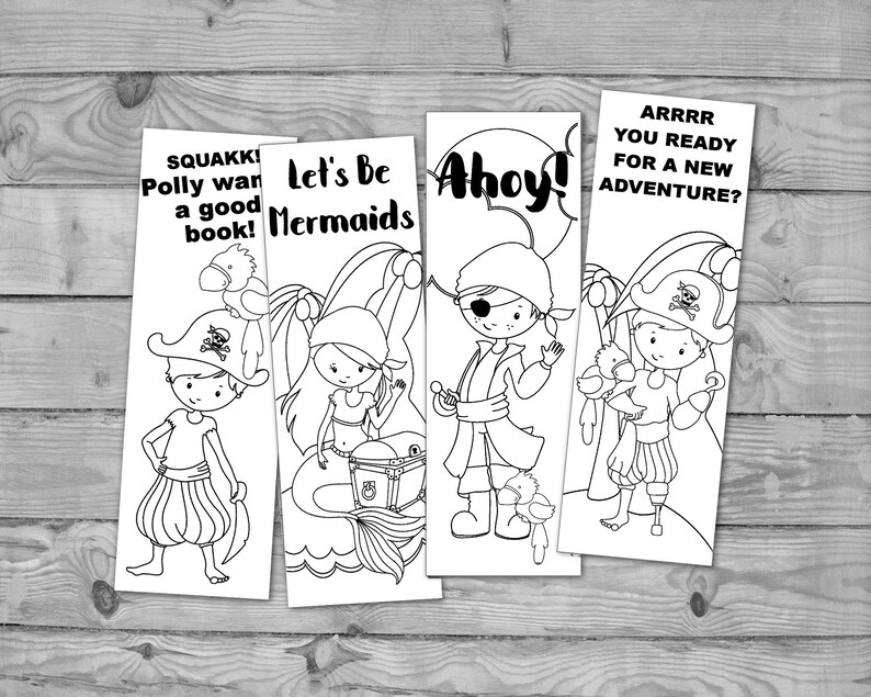Printable Pirate Bookmarks, Coloring, Student Gifts, Printable Favors ...