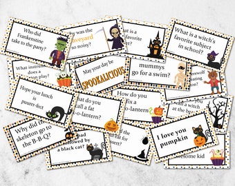 Printable Halloween Lunch Notes, Lunch Box Cards, Printable School ...
