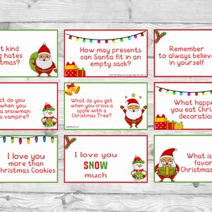 Printable Christmas Lunch Notes, Lunch Box Cards, Printable School ...