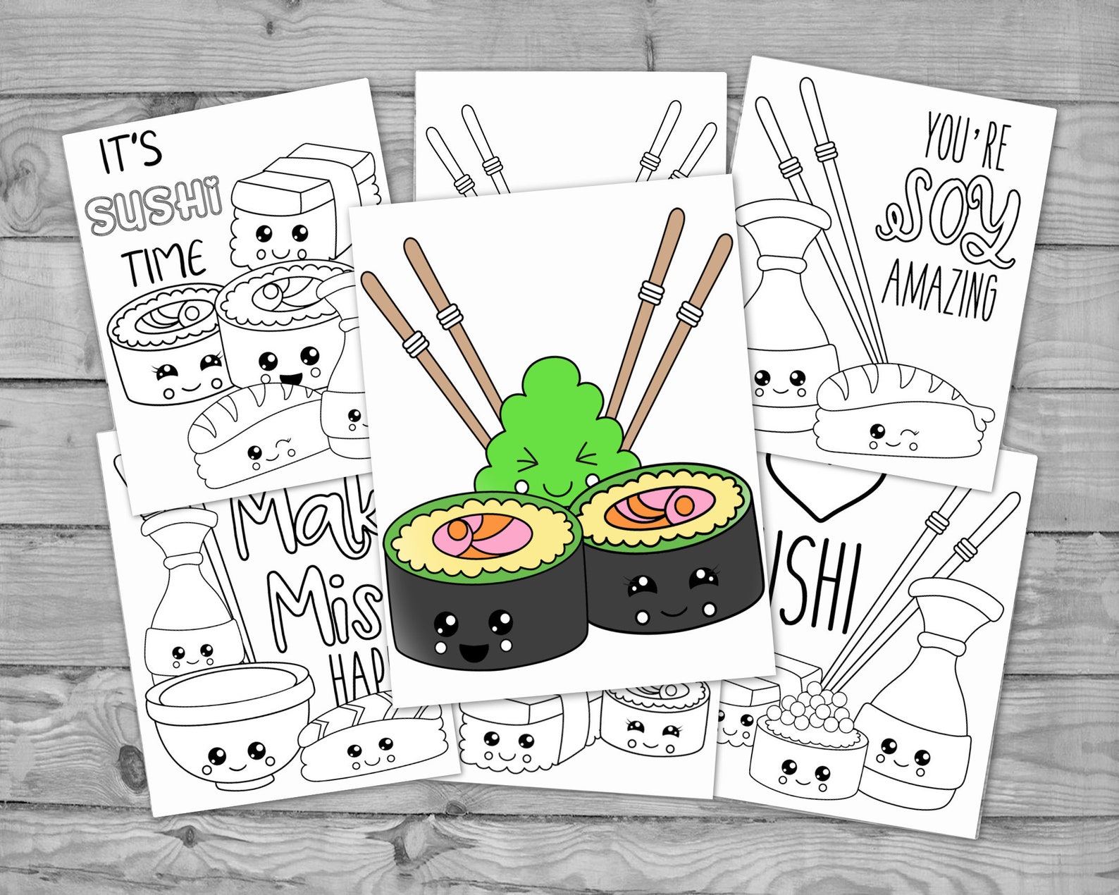 Printable Kawaii Coloring for Kids, Kawaii Sushi Activity Coloring ...