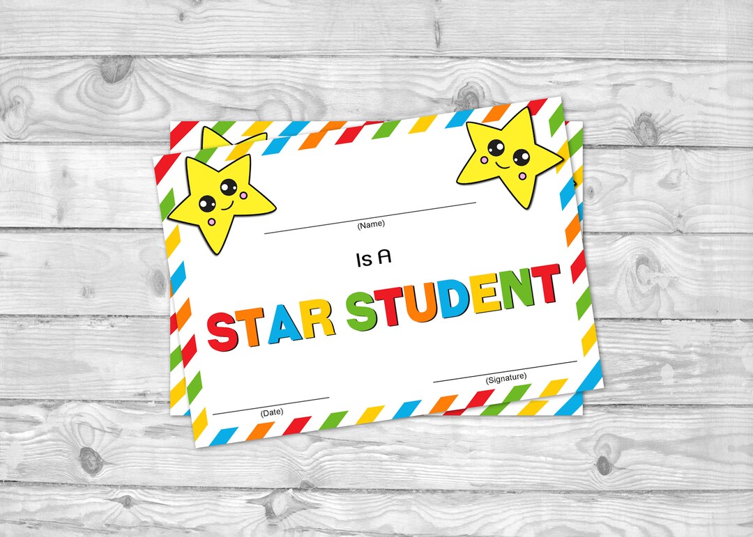 Printable Certificate - Star Student - Classroom Awards - Instant ...