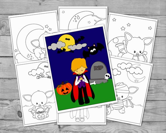 Printable Halloween Coloring for Kids Fall Autumn Activity - Etsy