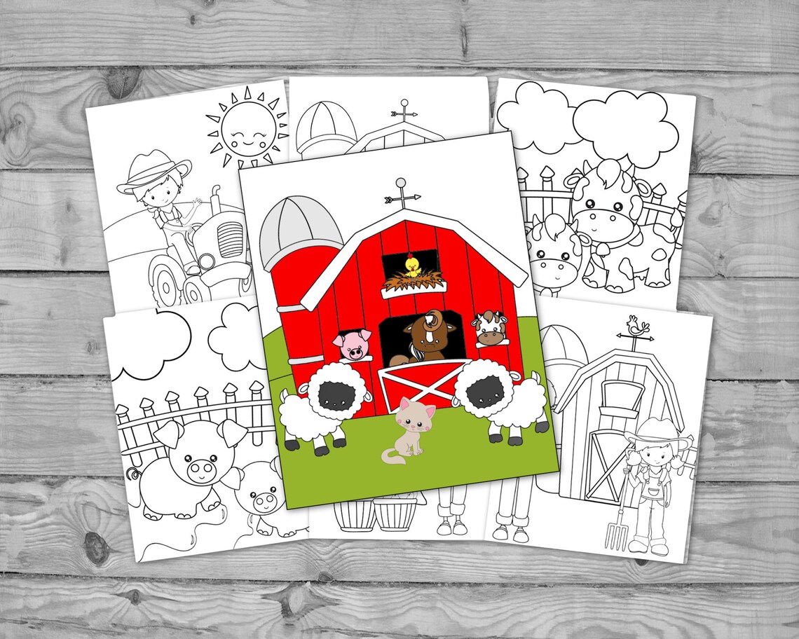 Printable Coloring for Kids Farm Activity Coloring Pages - Etsy