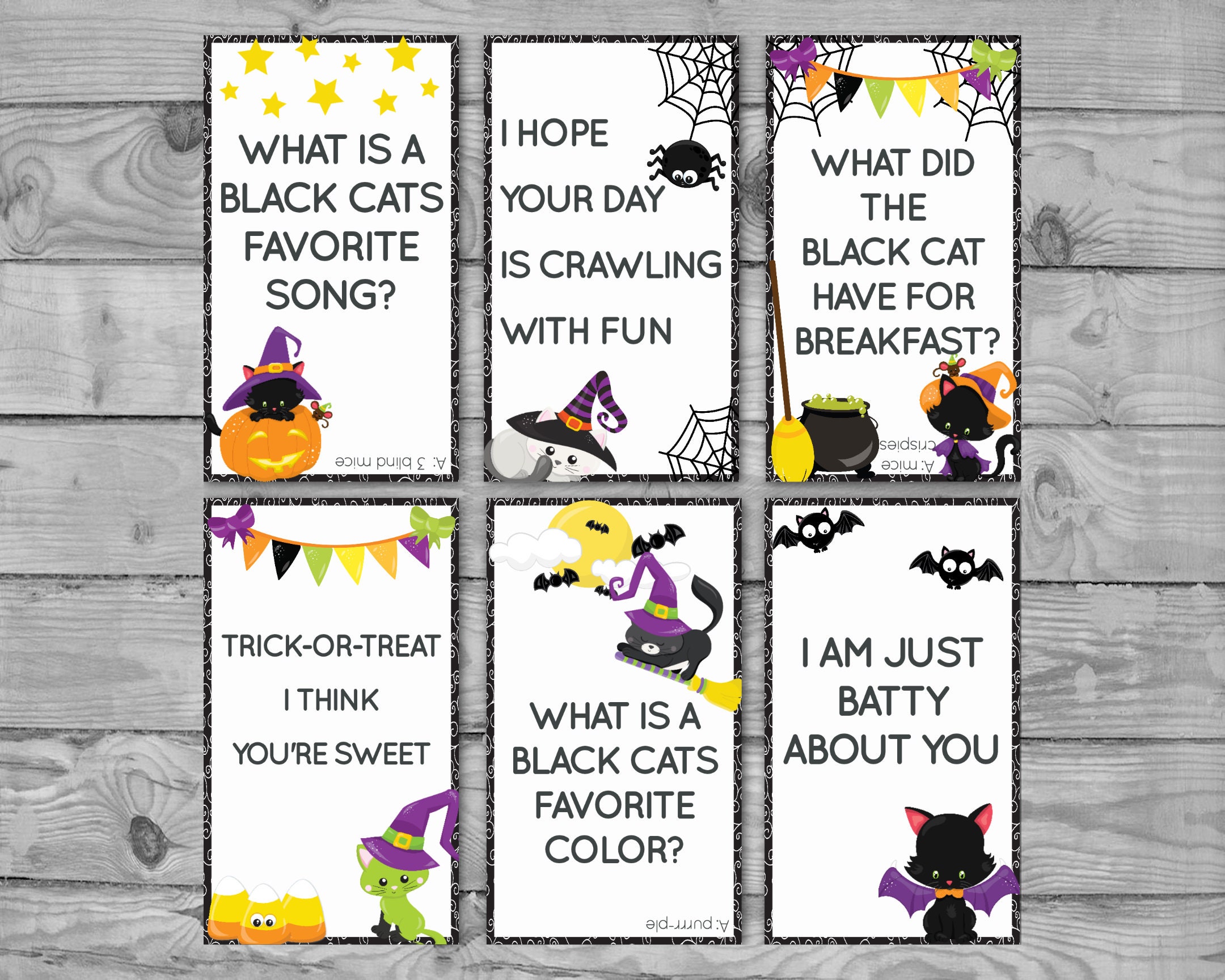 Printable Halloween Lunch Notes, Lunch Box Cards, Printable School ...