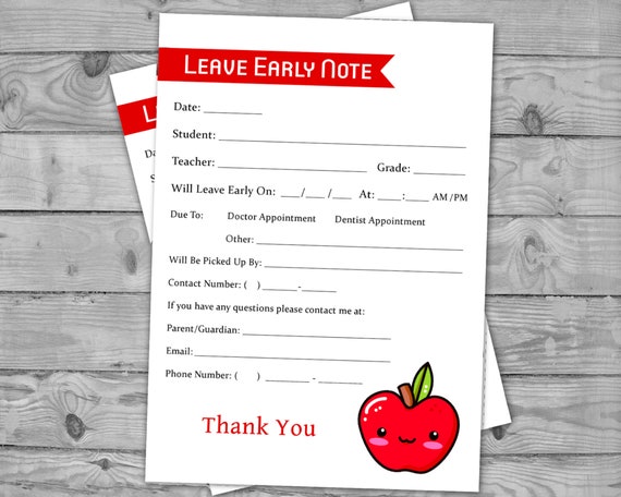 Printable School Notes Note to Teacher Fill in School | Etsy