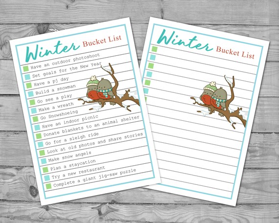 Actividades De Invierno Imprimibles Lista De Cubos De Invierno