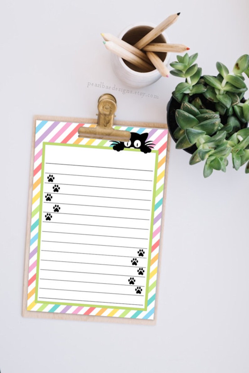 Printable Note Pages / Cat Note Paper / Decorative Writing Paper ...