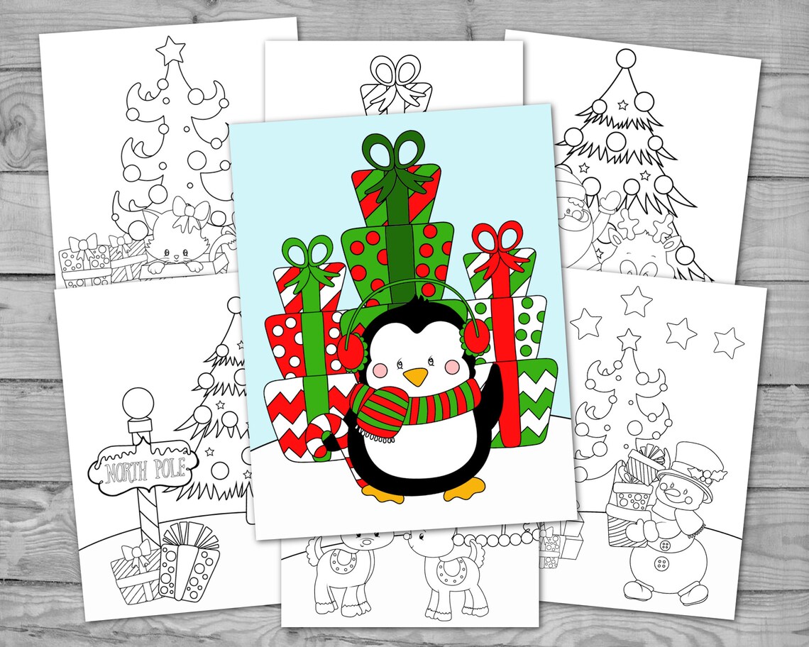 Printable Christmas Coloring for Kids, Holiday Activity Coloring Pages ...