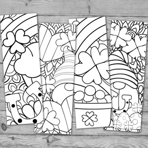Printable St Patrick's Day Coloring Bookmarks, St Paddy Bookmarks, Set ...