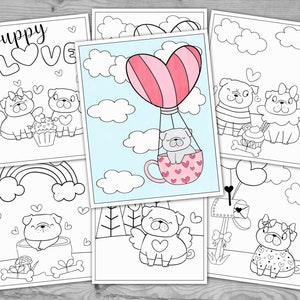 Printable Coloring for Kids, Valentine Activity Coloring Pages, Pug ...