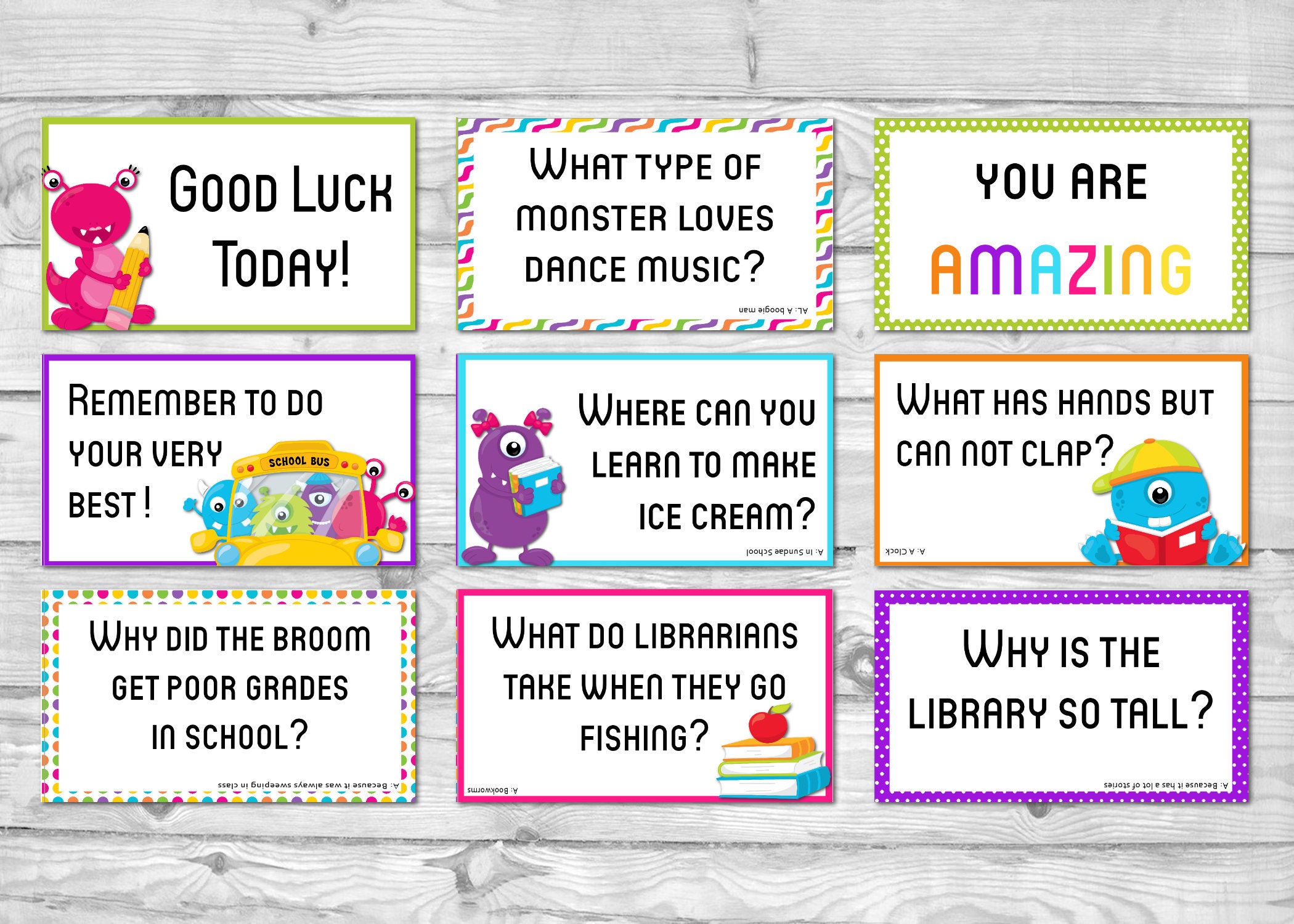 Printable Monster Lunch Box Notes, School Lunch Notes, Printable Kids ...