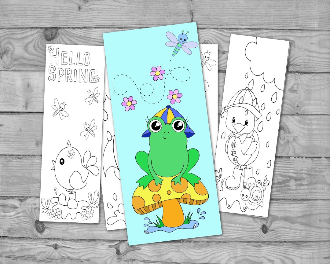 Printable Spring Bookmarks, Coloring, Student Gifts, Printable Favors ...