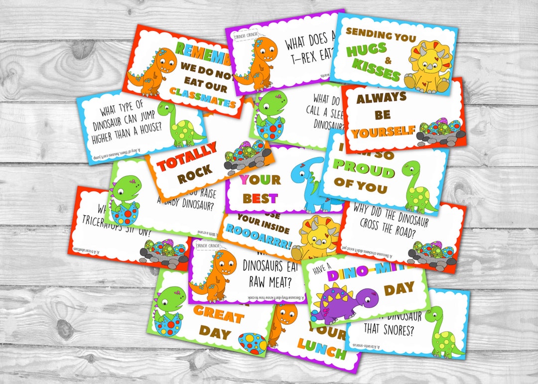 Printable Dinosaur Lunch Box Notes, School Lunch Notes, Printable Kids ...